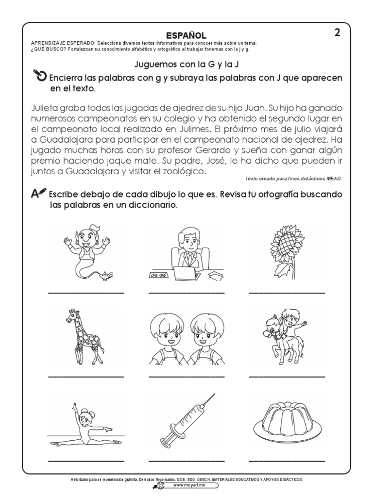 Juego de Fonemas: G y J en Ajedrez | PDF