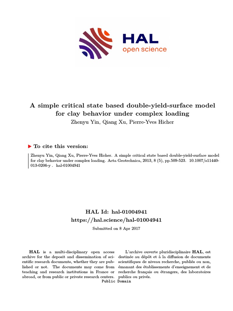 A Simple Critical State Based Double-Yield-Surface Model | PDF ...