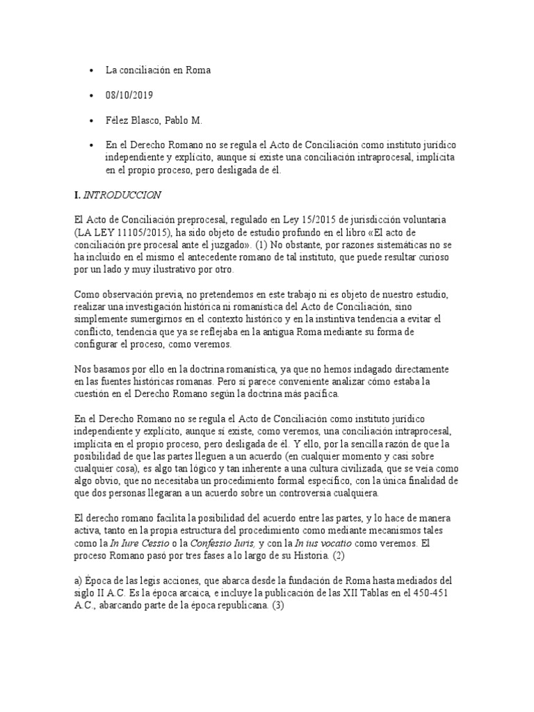 La Conciliación en Roma PDF | PDF | Sentencia (ley) | Juez