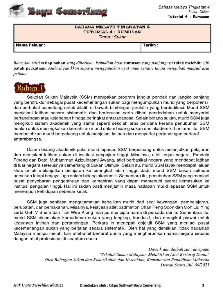 T4 - TUT 4 - Rumusan - SUKAN | PDF