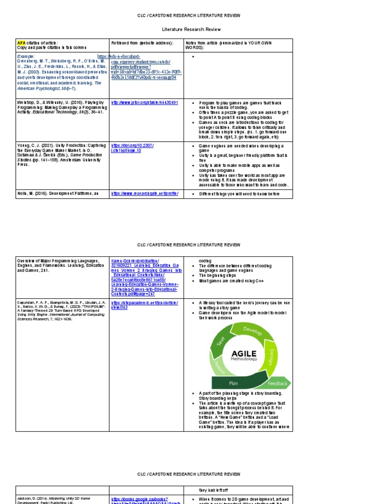 Literature Review | PDF | Unity (Game Engine) | Computing