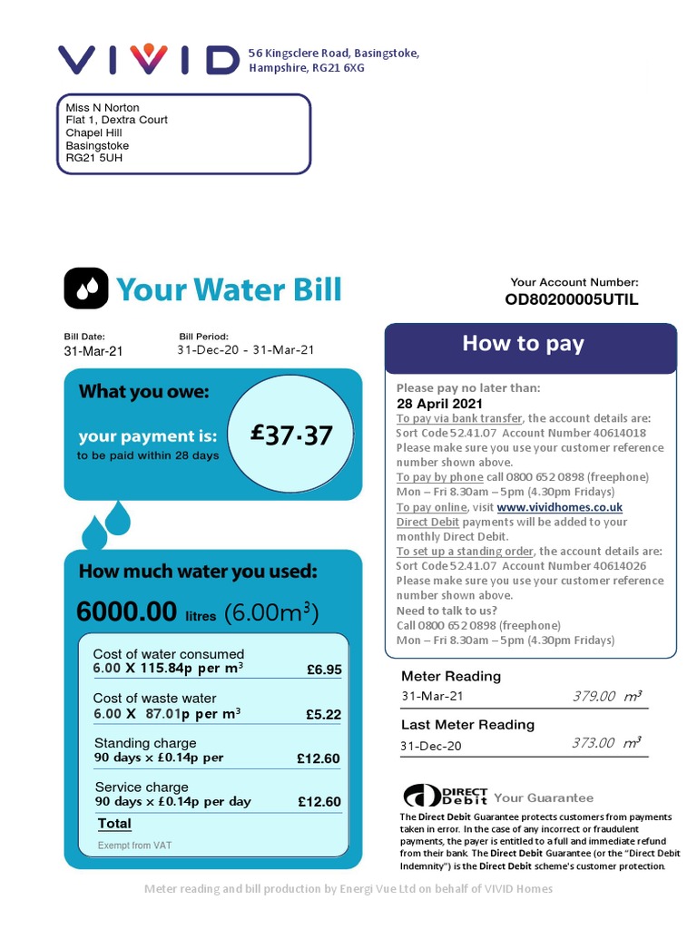 Dextra Court Water Bill For VIVID PDF | PDF | Debit Card | Payments