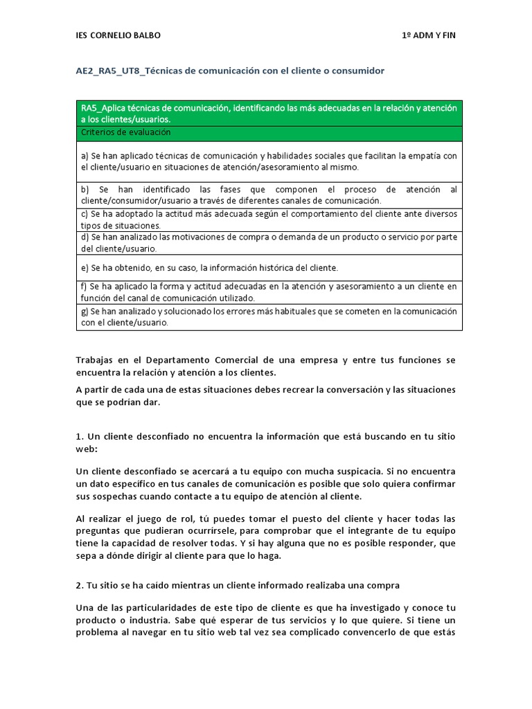 Ae2 Ra5 | PDF | Cliente | Evaluación