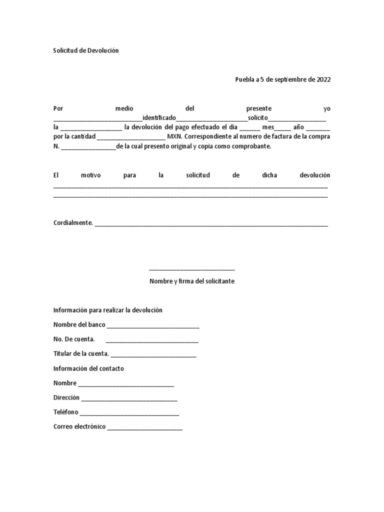 Solicitud de Devolución | PDF | Negocios | Finanzas y administración del dinero