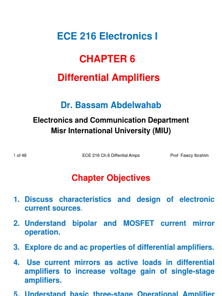 EEG284 Electronics II Chapter - 6 - Differential Amplifiers | PDF | Operational Amplifier ...