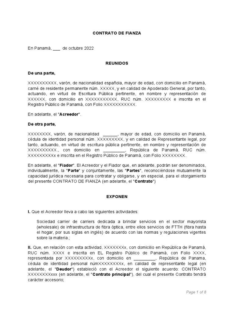 Contrato de Fianza | PDF | Pagos | Daños y perjuicios