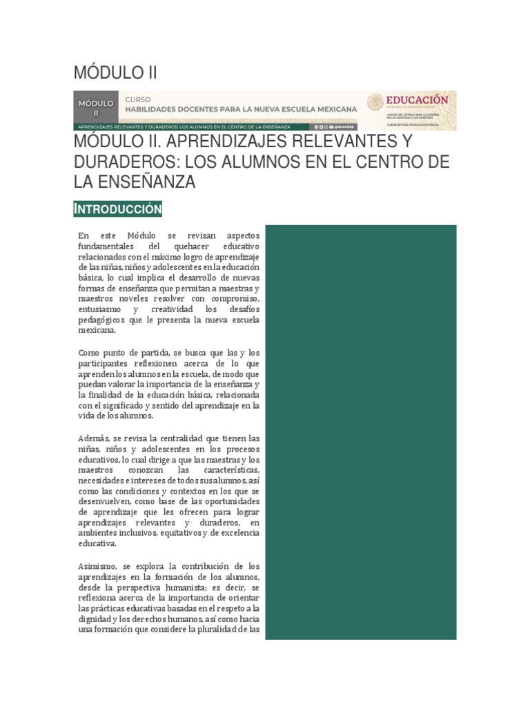 Modulo Ii Nem 2020 | PDF | Enseñando | Aprendizaje