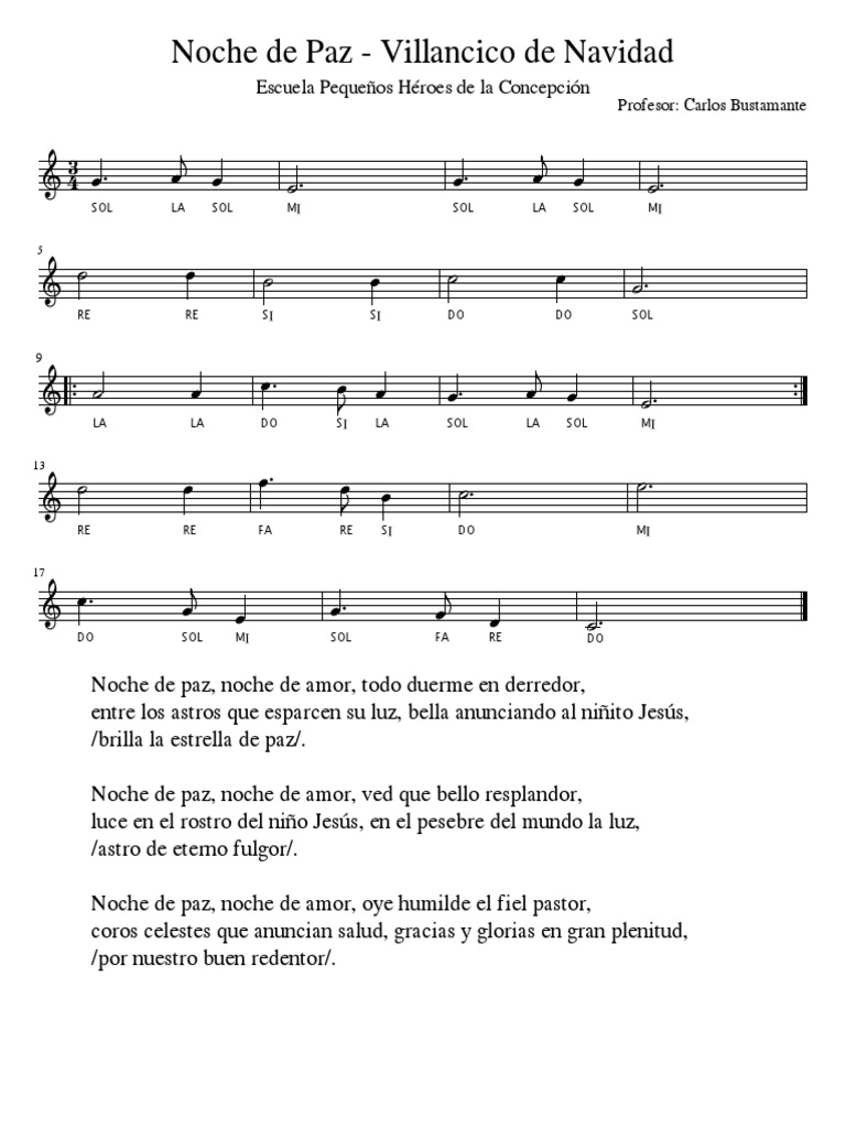 Noche de Paz - Villancico de Navidad | PDF | Adoración Cristiana Y ...