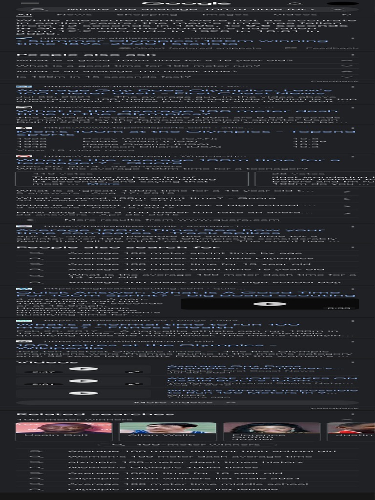 Whats The Average 100 M Time For An Olympics - Google Search | PDF ...