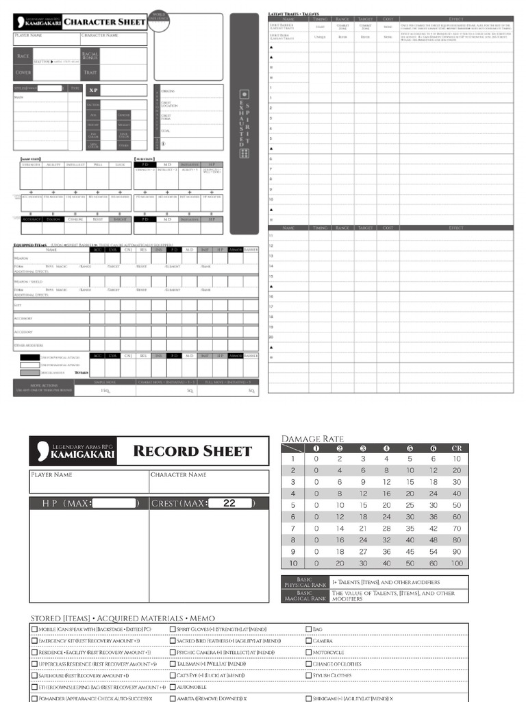 Character - Sheet - and - Record - Sheet (Fillable) | PDF