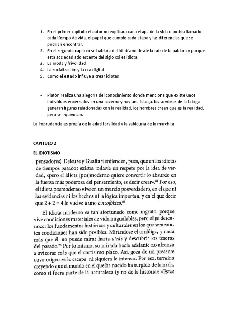 Capitulo 2 El Idiotismo | PDF | Conocimiento | Teorías filosóficas