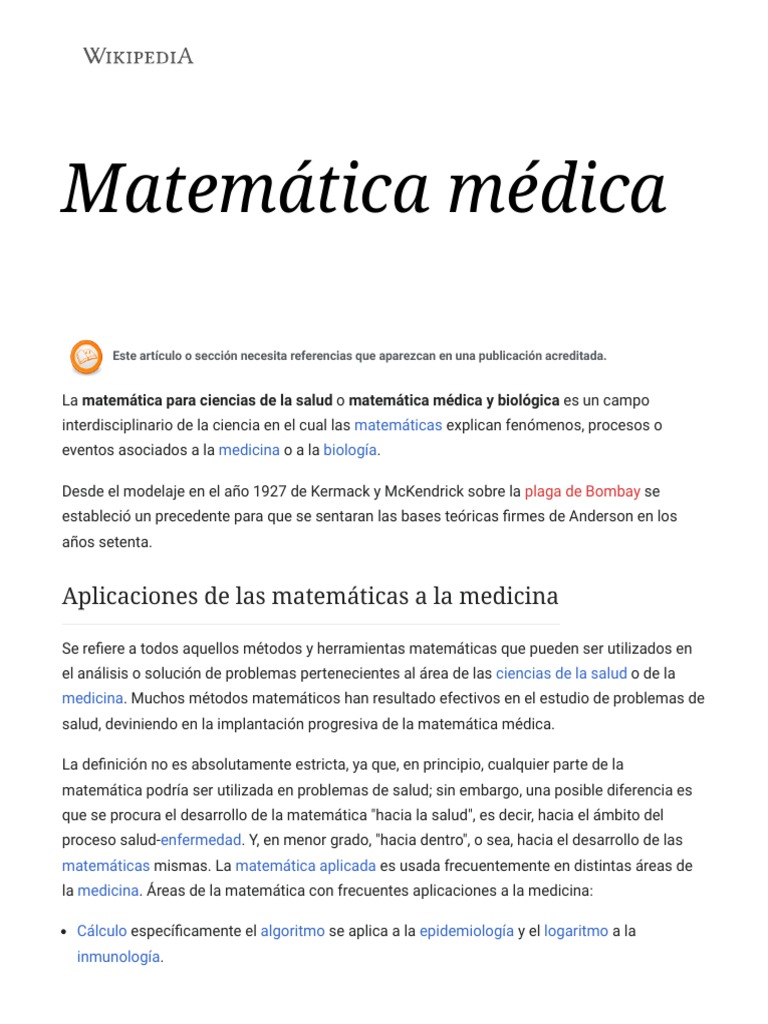 Matemática Médica - Wikipedia, La Enciclopedia Librematematica en La ...