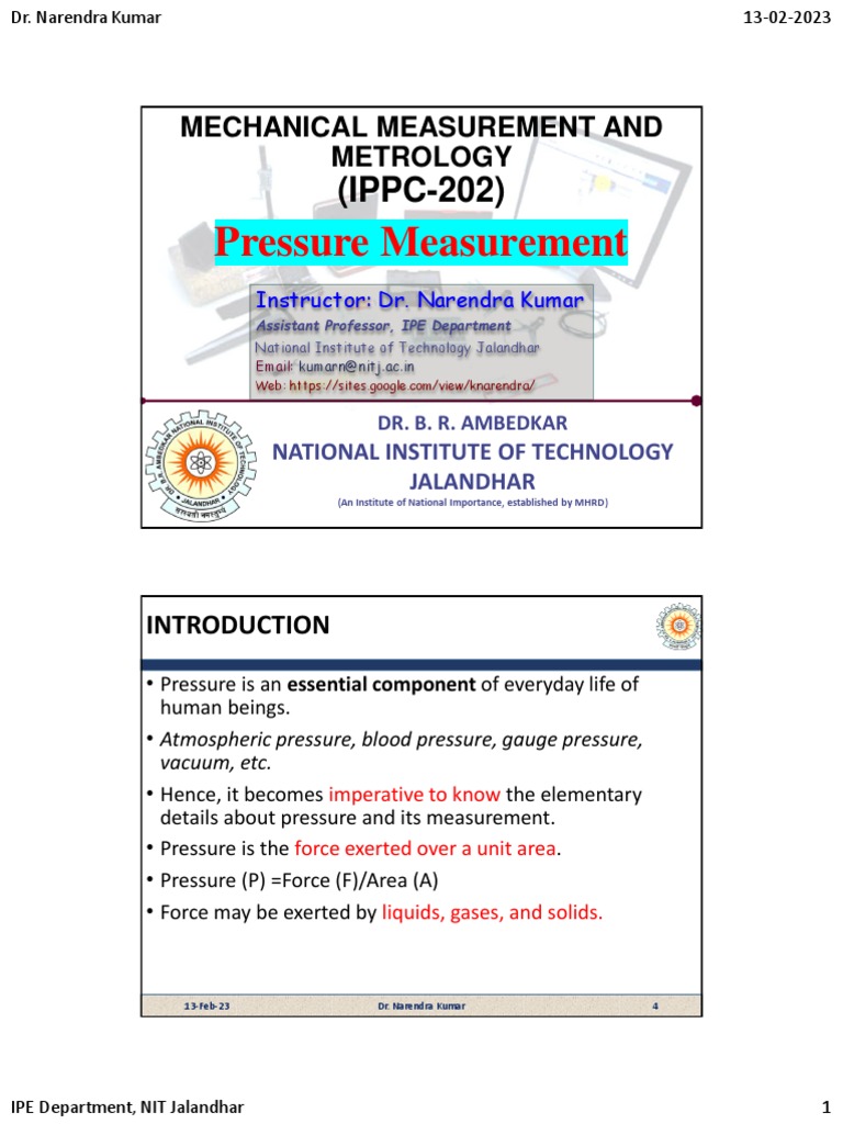 02 - Pressure Measurement | PDF | Pressure Measurement | Pressure
