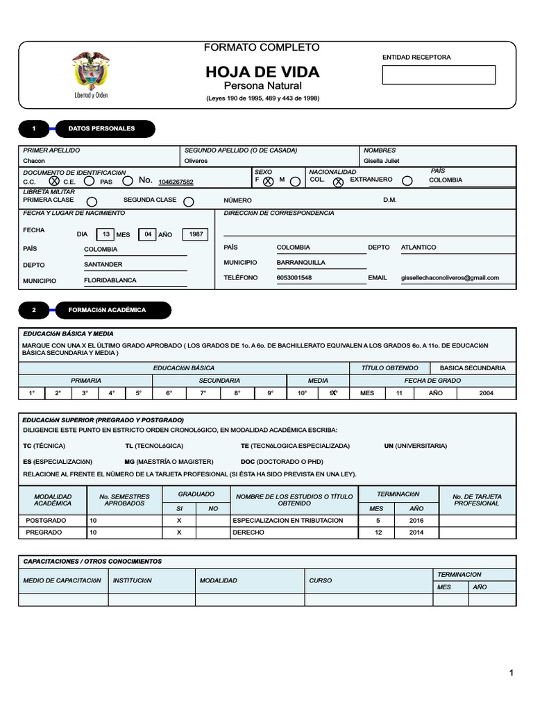 Hoja de Vida Sigep Gisella | PDF | Colombia