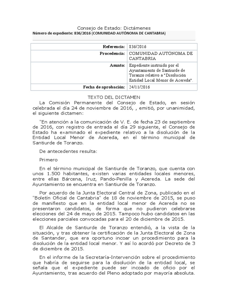 Disolucion Dict 2016 0836 2016 Acedera | PDF | Gobierno local | Propiedad