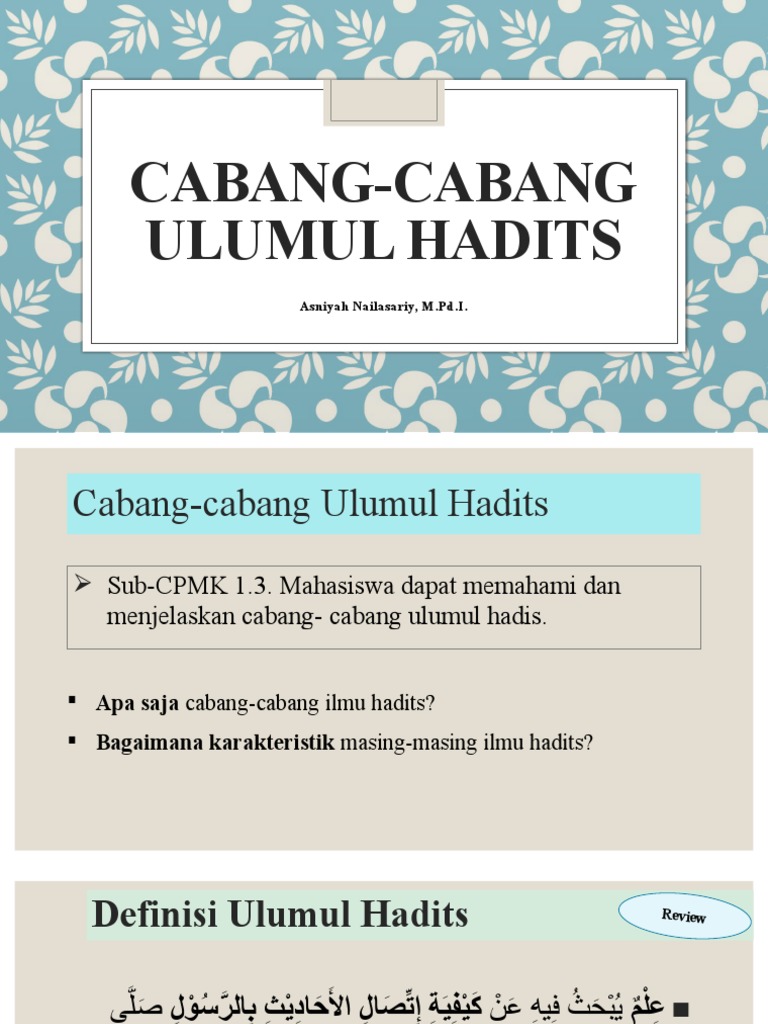 UH4 Cabang-Cabang Ulumul Hadits | PDF | Agama & Spiritualitas