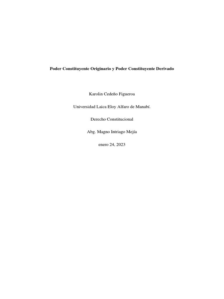 Poder Constituyente Originario y Poder Constituyente Derivado | PDF ...