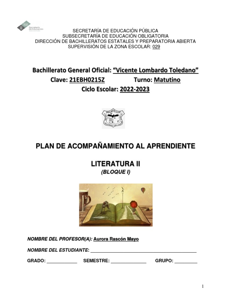 Plan de Acompañ. Aprendiente Literatura Ii Bloque I | PDF | Ciencias ...