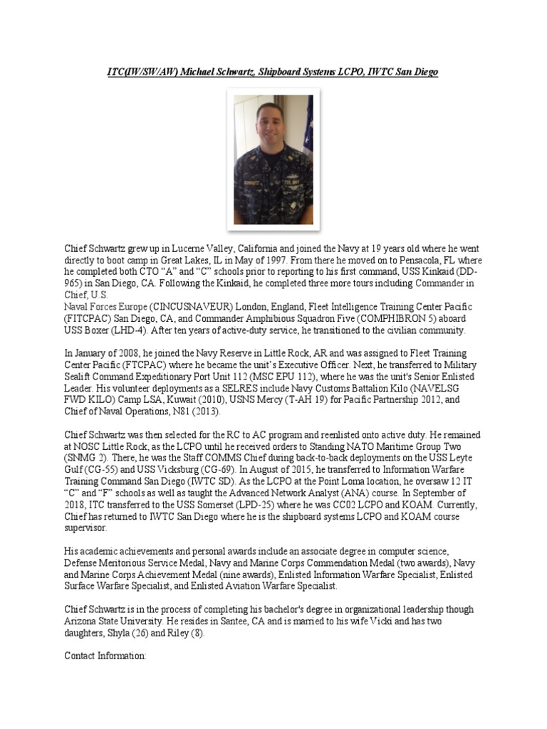 Navy Bio 2019 | PDF | United States Navy | Water Transport