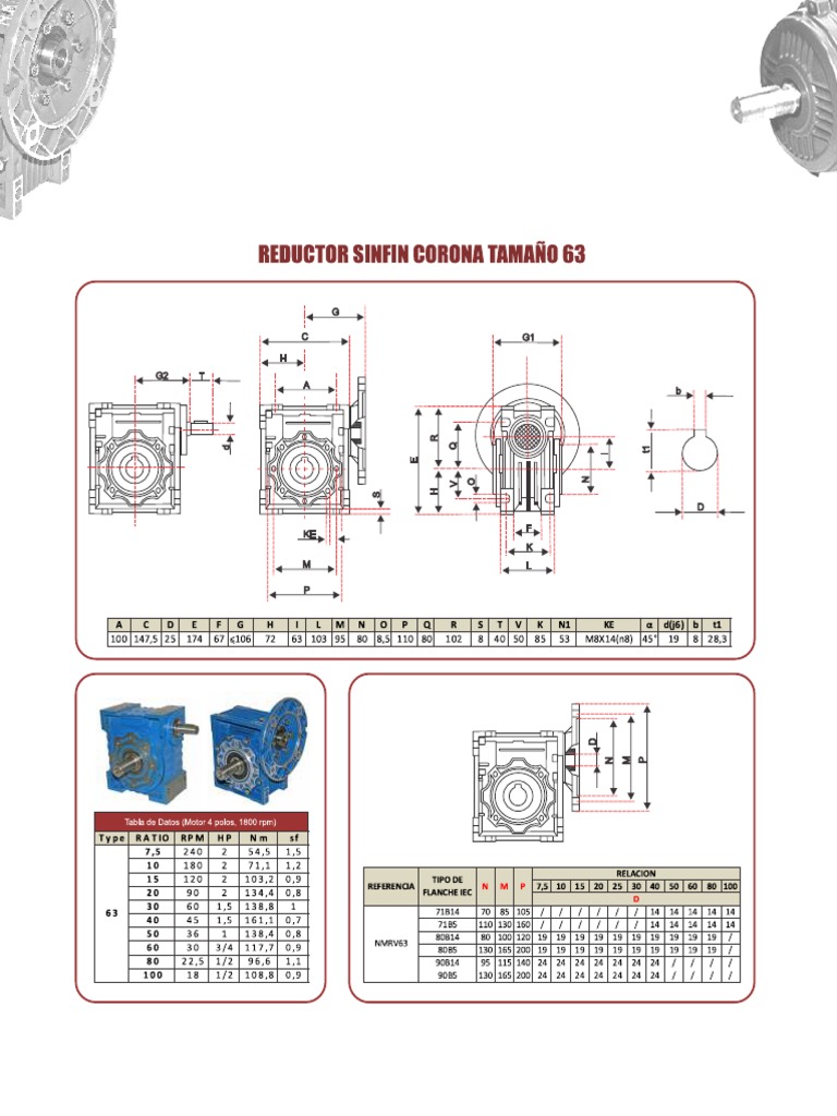 Ficha Tecnica NMRV T63 | PDF