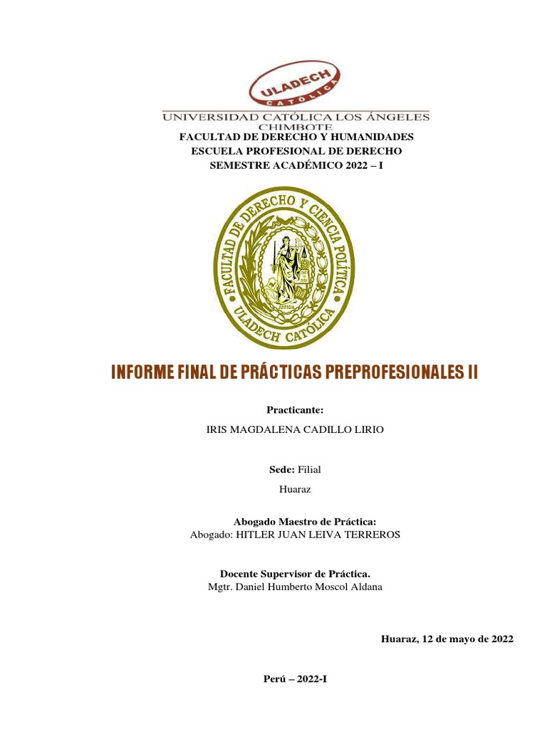 Informe Final de Practicas Preprofesionales II | PDF | Ley procesal ...