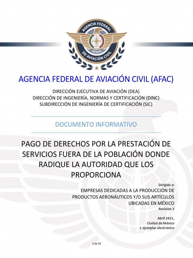 Documento Informativo Pago de Derechos AFAC | PDF