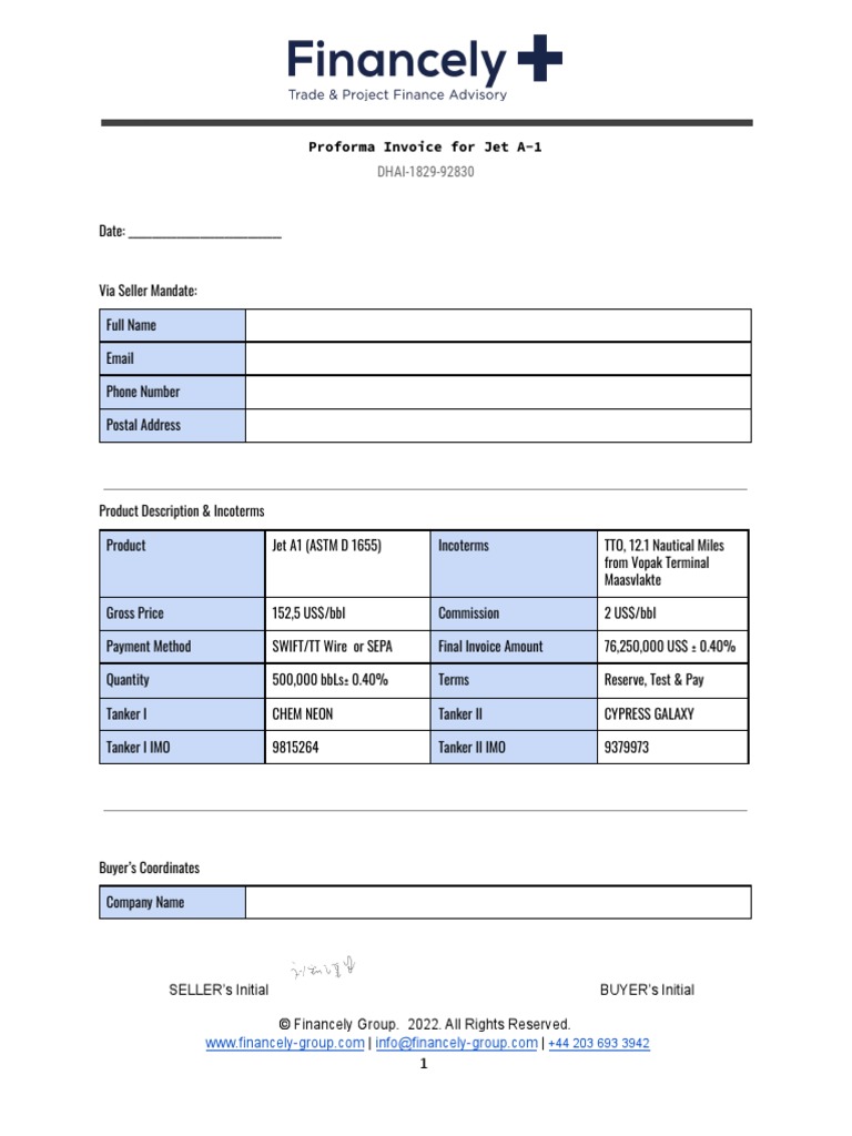 DPTC ProForma | PDF | Invoice | Letter Of Credit