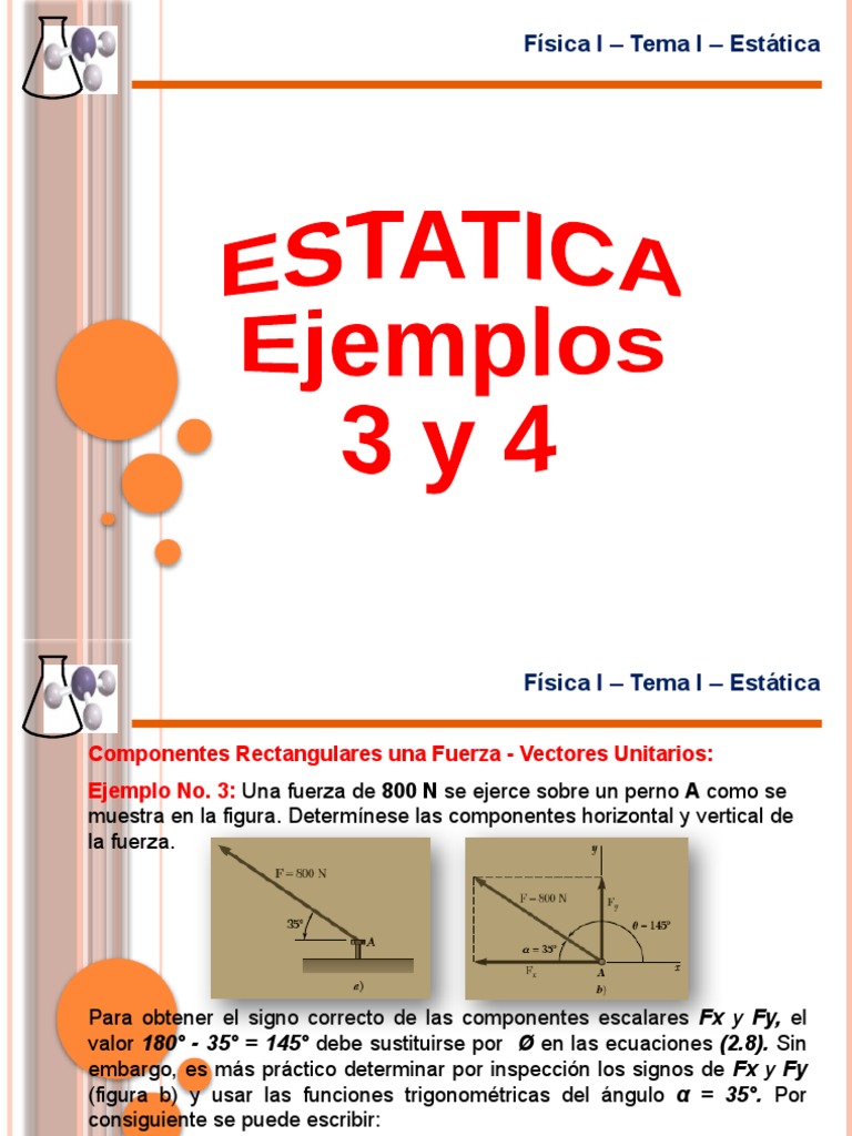 Física I - Tema 1 - Estática - Fuerzas - Ejemplos 3-4 | PDF