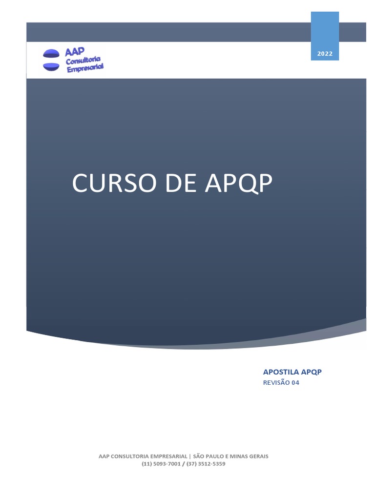 Curso APQP 2a Edição - Apostila 2022 | PDF | Qualidade (negócios ...