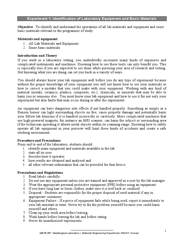 Identifying Laboratory Equipment Essentials | PDF | Laboratories ...