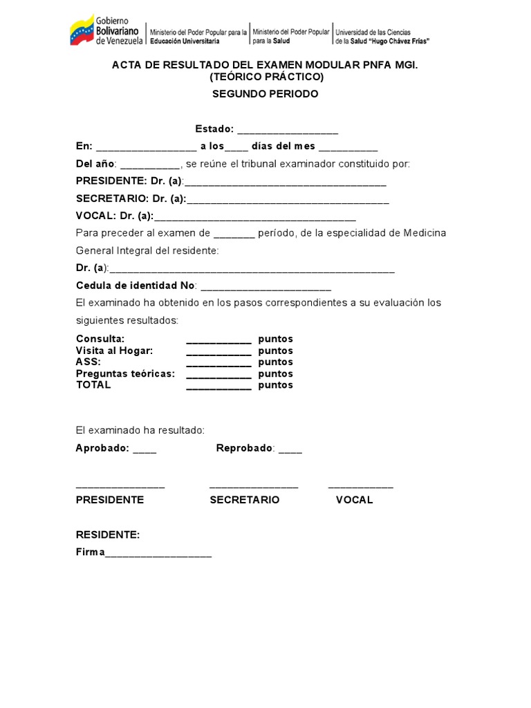 6 - Acta Del Resultado Del Examen Modular | PDF