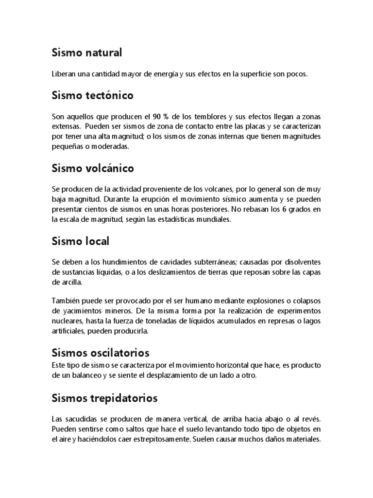 Sismos | PDF | Temblores | Placas tectónicas