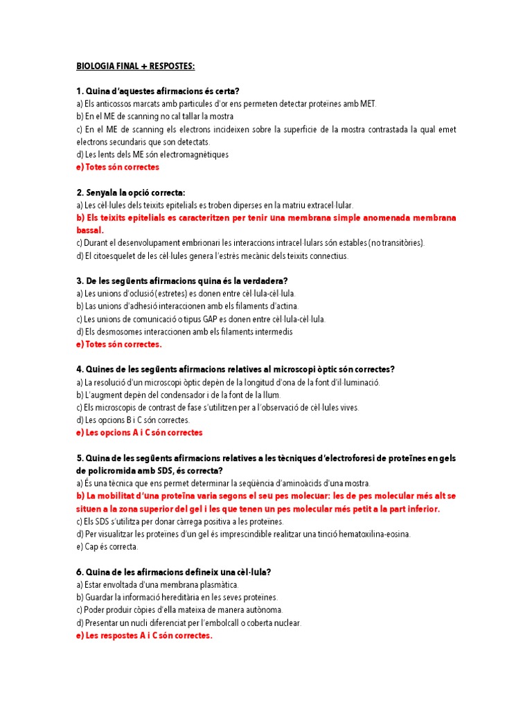 Biologia Final Amb Respostes | PDF