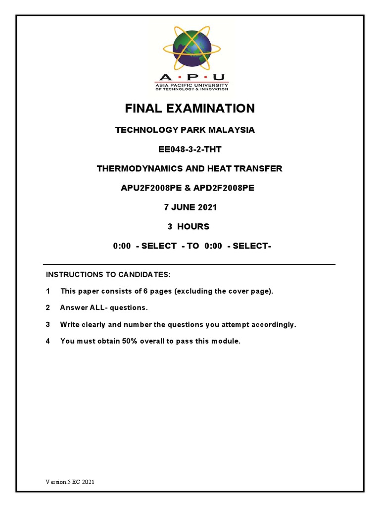 THT Exam | PDF | Heat Transfer | Heat