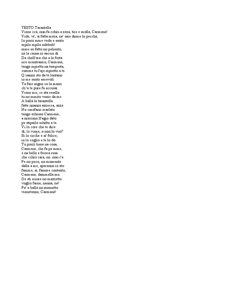 TESTO Tarantella | PDF