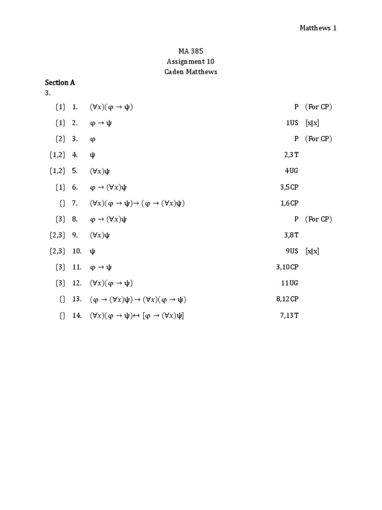 MA 385 Assignment 10-2 | PDF | Logical Truth | Applied Mathematics
