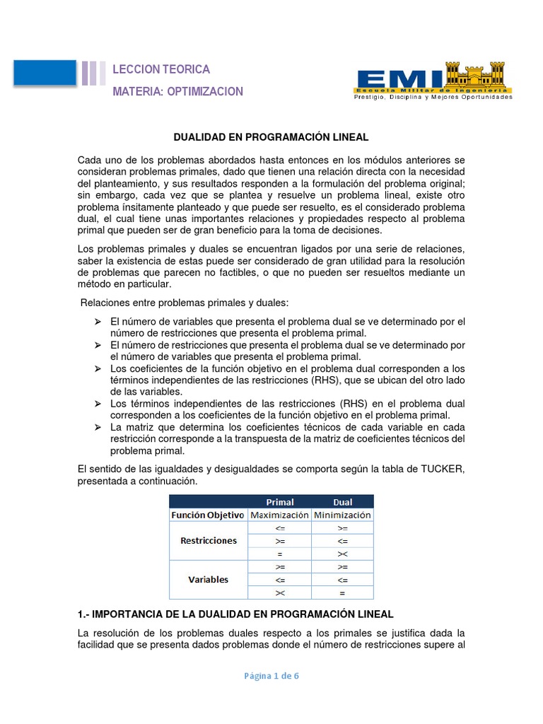 Dualidad en Programación Lineal | PDF | Programación lineal | Álgebra