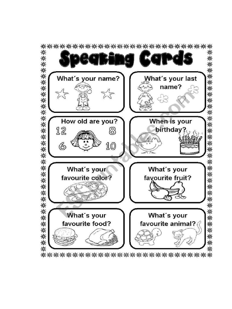 16 Speaking Cards | PDF
