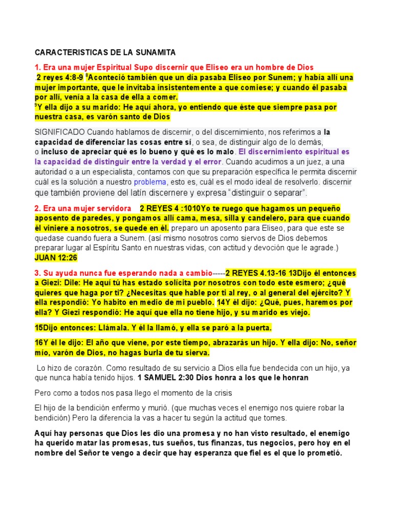 Las Caracteristicas de La Sunamita Enero2023 | PDF