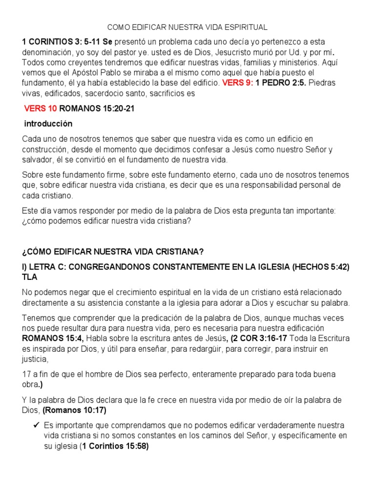 Como Edificar Nuestra Vida Espiritual | PDF | Oración | Epístola a los romanos