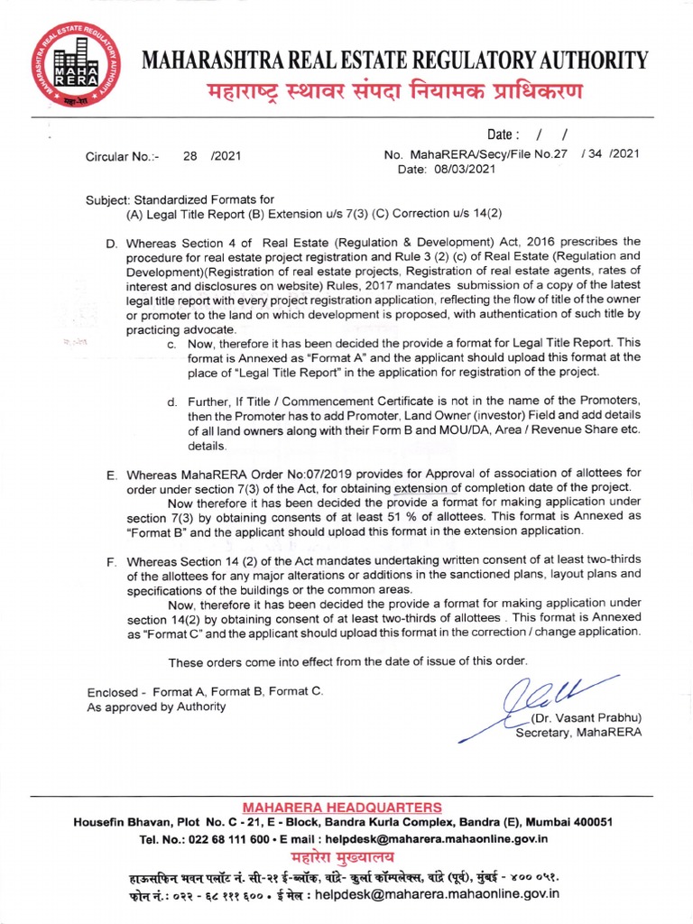 RERA Notification For Extension | PDF | Civil Law (Common Law ...