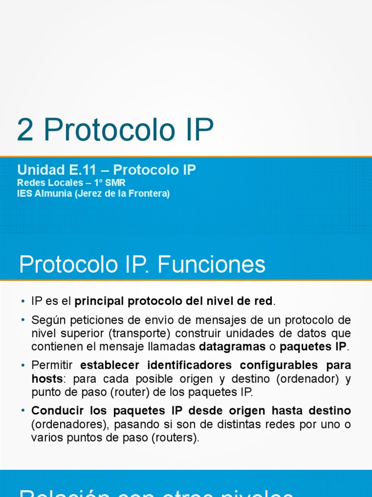 REDLO - Presentación E.11.2 - Protocolo IP | PDF | Protocolos de ...