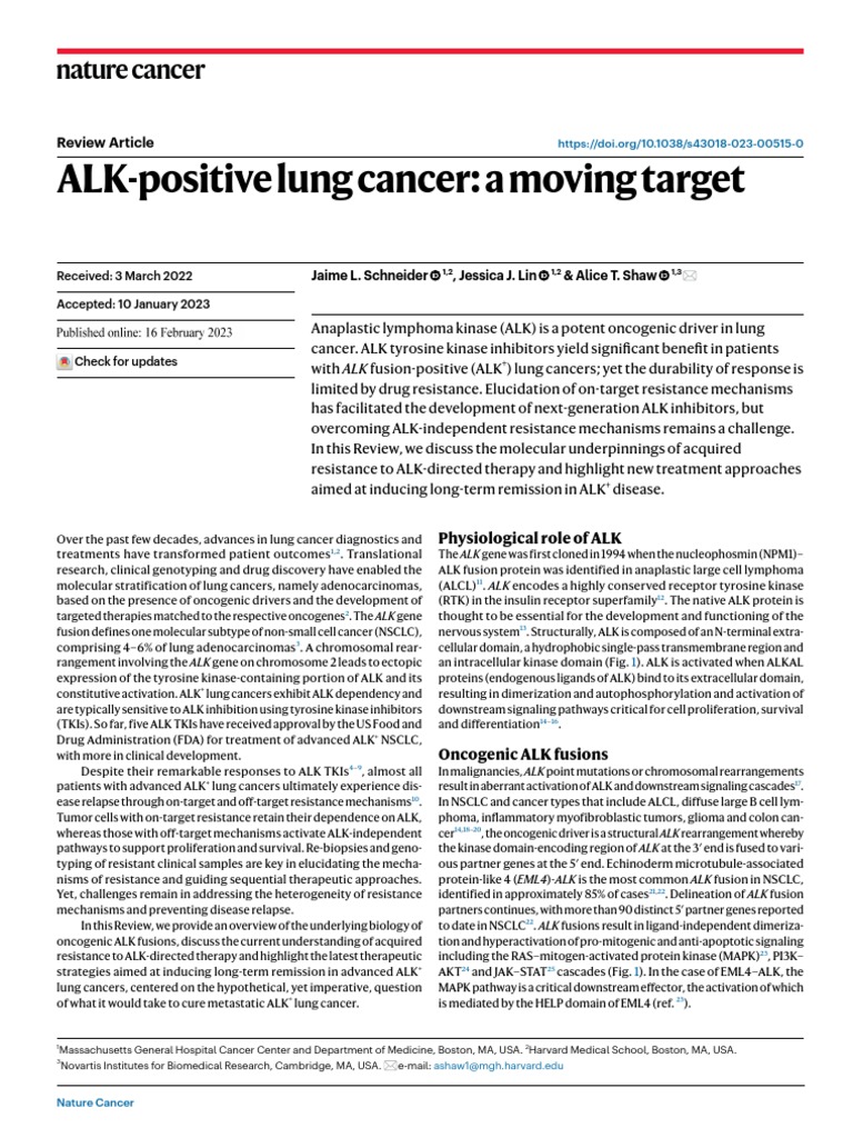 ALK-positive Lung Cancer: A Moving Target | PDF | Epidermal Growth ...