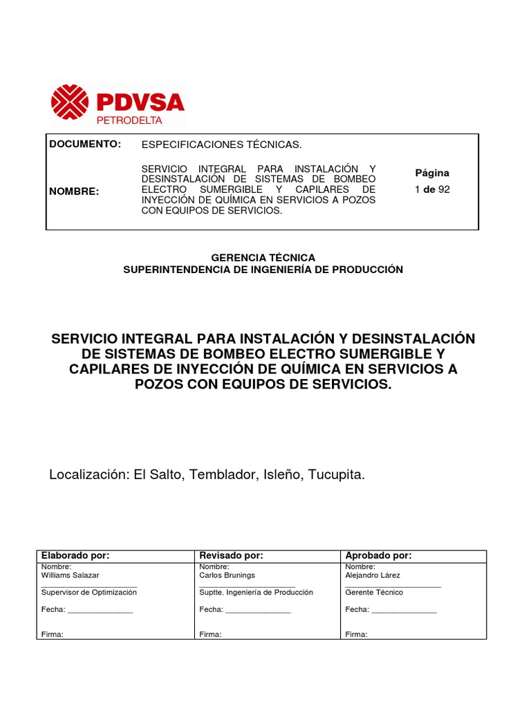 Anexo A Instalacion de Equipos BES y Capilares - Esp Tecnicas | PDF ...