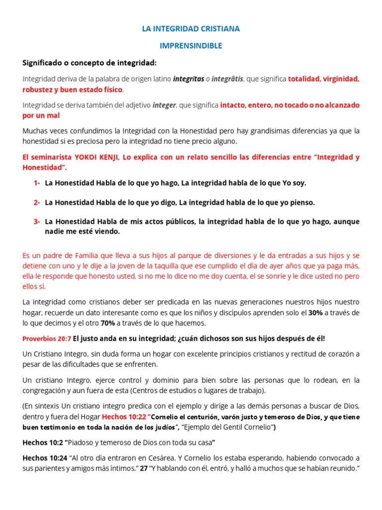 La Integridad Cristiana en la Vida Diaria | PDF | Contenido bíblico