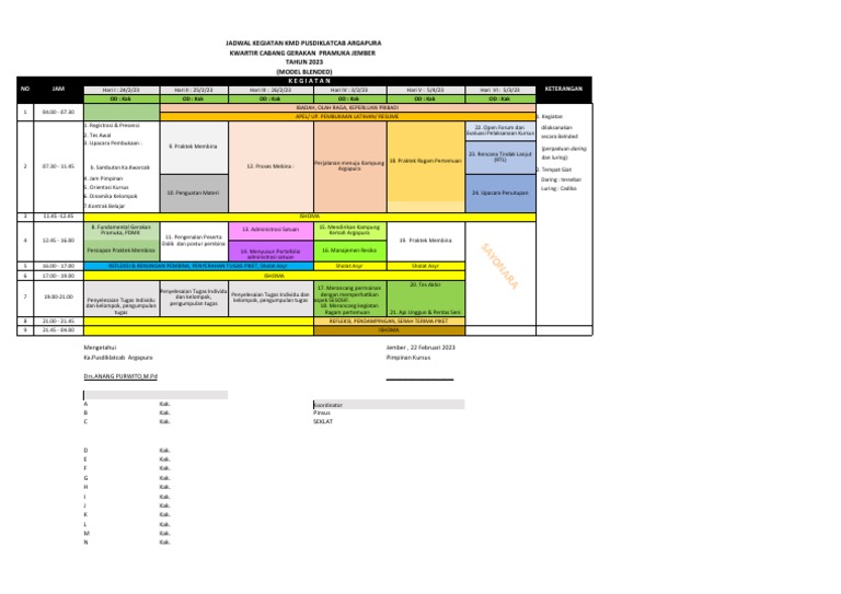 Jadwal KMD Blended-2023 | PDF