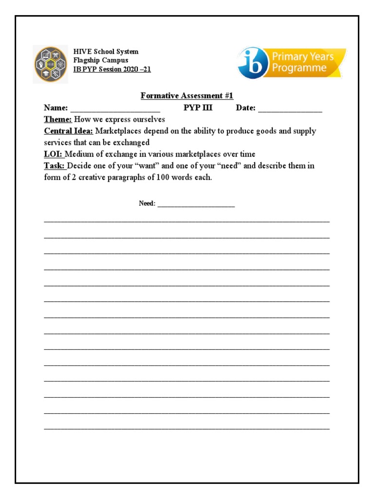 HIVE School PYP III Assessment Guide | PDF | Word | Verb