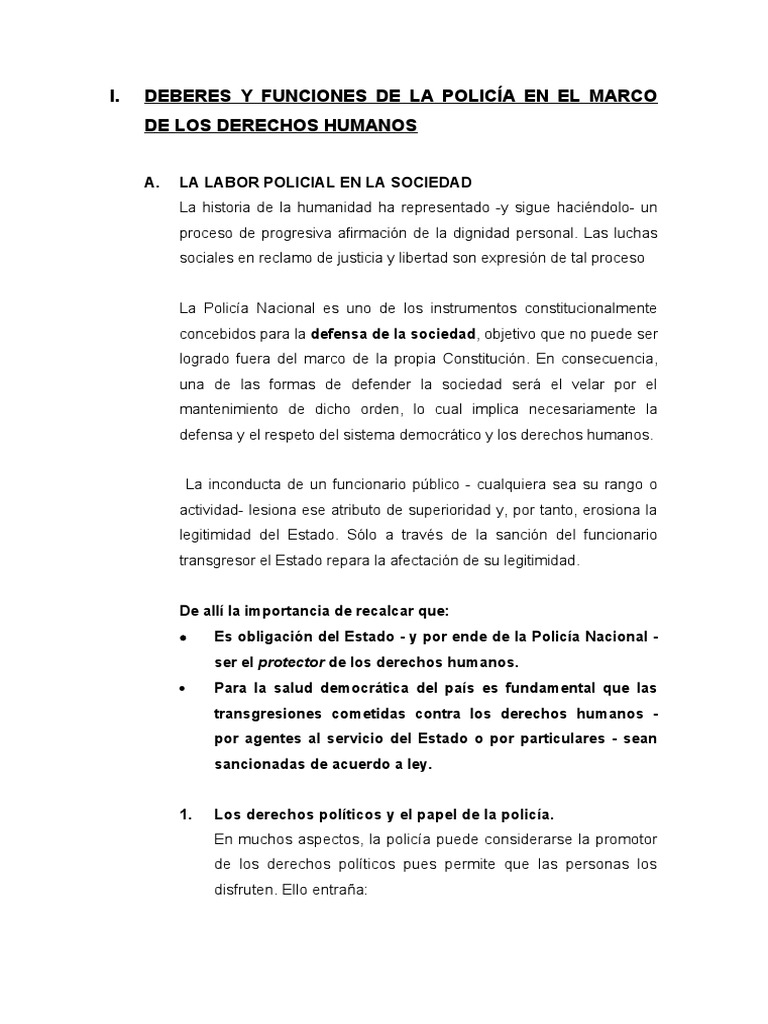Deberes Policiales y Derechos Humanos | PDF | Policía | Derechos humanos
