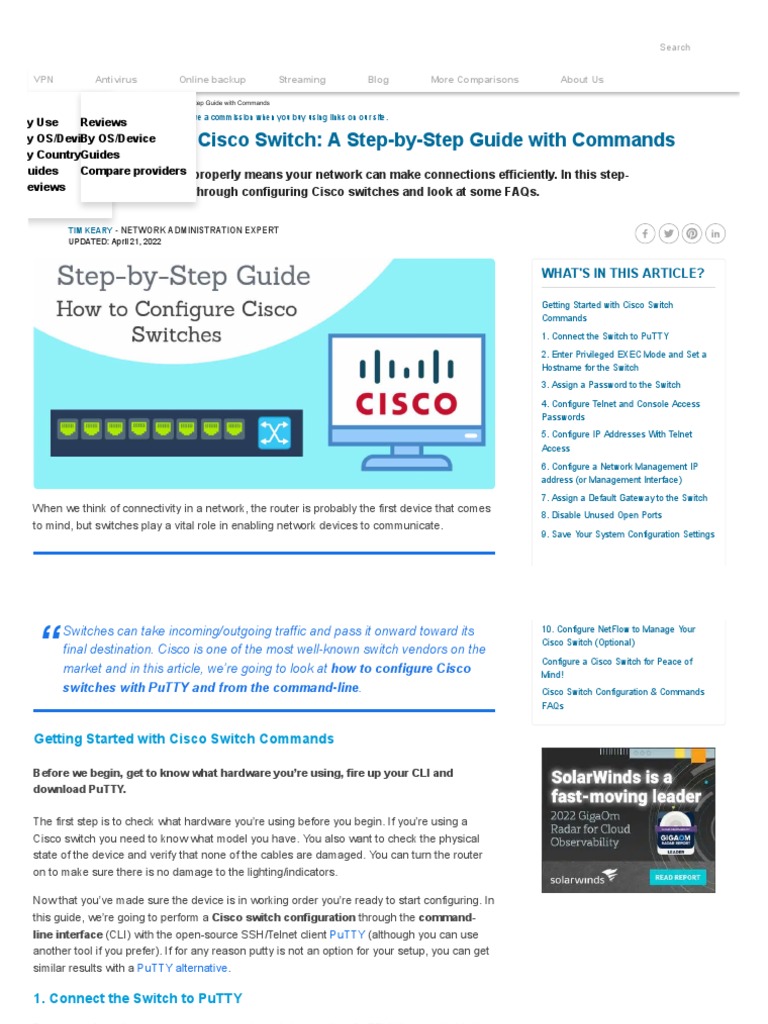 Cisco Switch Configuration Guide - Step-by-Step Commands & Free Tools | PDF | Network Switch ...