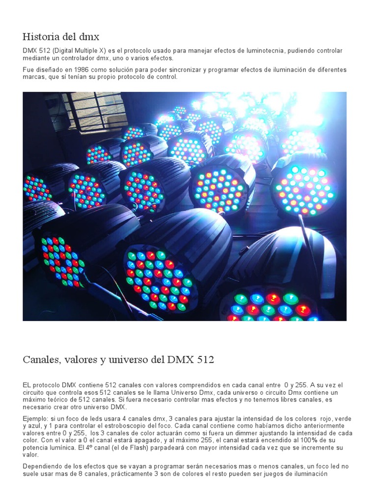 Historia y funcionamiento del protocolo DMX | PDF | Bienes ...